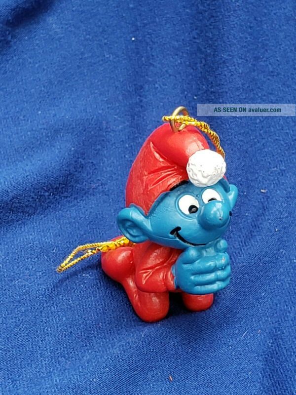 Smurfs Praying Christmas Ornament Figure 51910 VINTAGE RARE Red Smurf ...