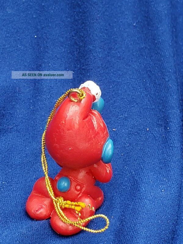 Smurfs Praying Christmas Ornament Figure 51910 VINTAGE RARE Red Smurf ...