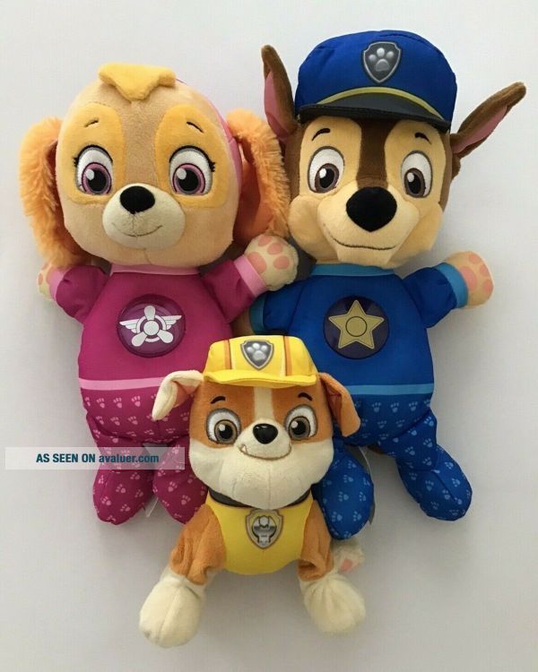 Nick Jr Paw Patrol Rubble Snuggle Up Pup Chase Skye Plush Stuffed ...