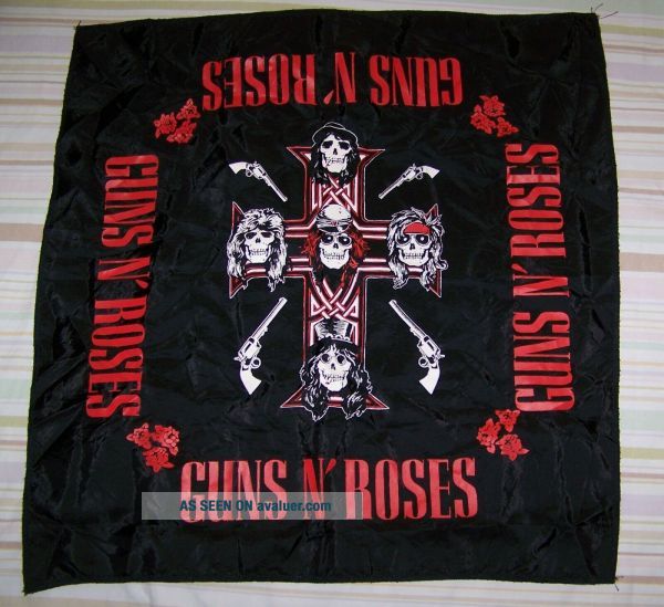 Vintage 1980s GUNS N AND ROSES Tapestry Bandana Flag Wall Hanging ...