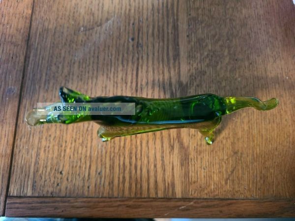 Vintage Pilgrim Art Glass Hand Blown Olive Green Horse Animal Figurine ...