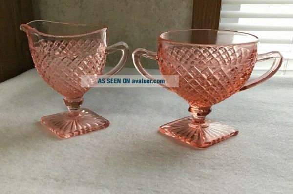 Hocking Glass Co MISS AMERICA CREAMER & SUGER BOWL Pink Depression ...