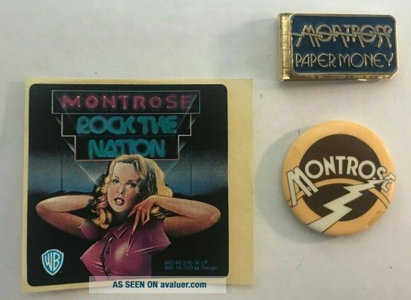 RARE PROMO PIN, MONEY CLIP AND STICKER MONTROSE RONNIE ROCK THE NATION ...