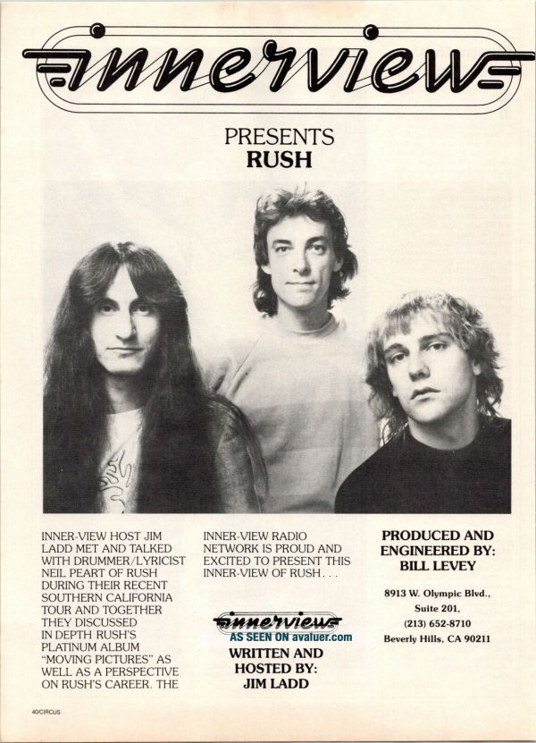 1981 VINTAGE 8X11 INNERVIEW RADIO PROMO PRINT Ad FOR RUSH DRUMMER NEIL ...