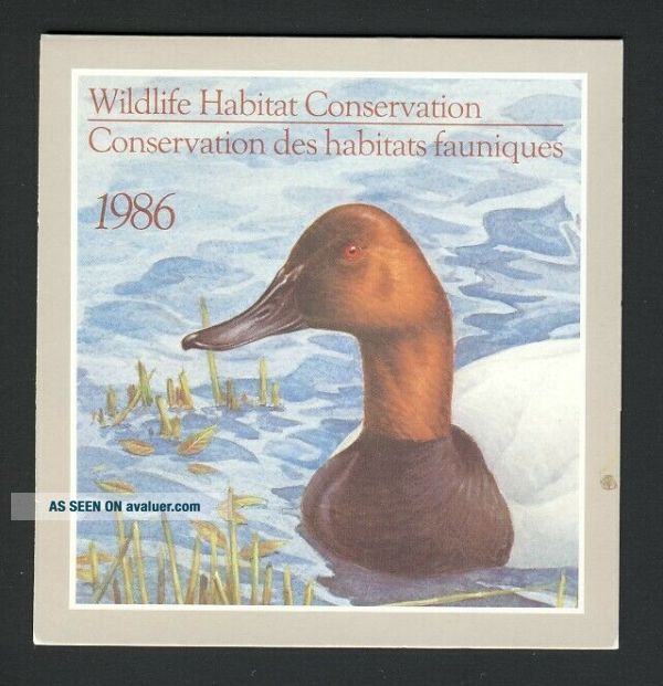 1986 Wildlife Habitat Conservation Booklet W Artist Signed Stamp Value ...