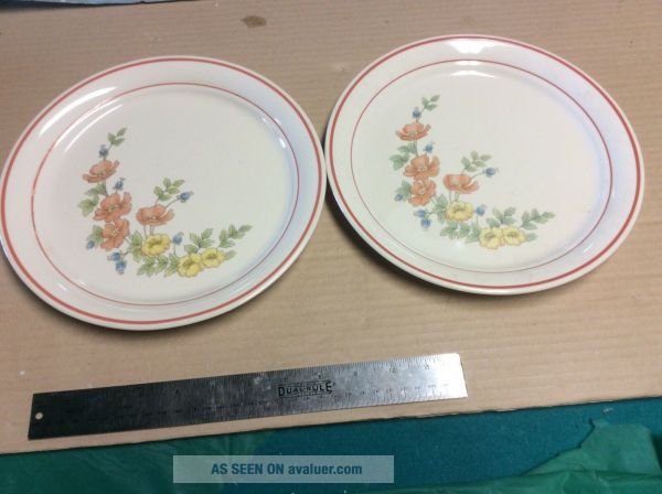 2 Corning Corner Stone Royal Garden Dinner Plates Orange Yellow Flowers ...