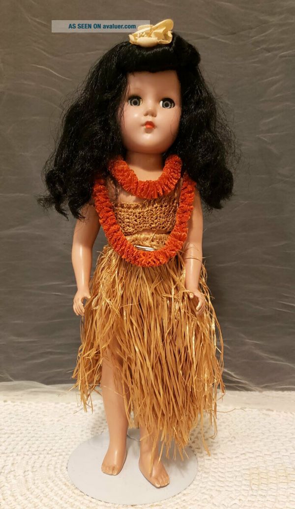 Vintage 1940 ' S Hard Plastic 14 " R&B Doll Dressed As Hawaiian For ...