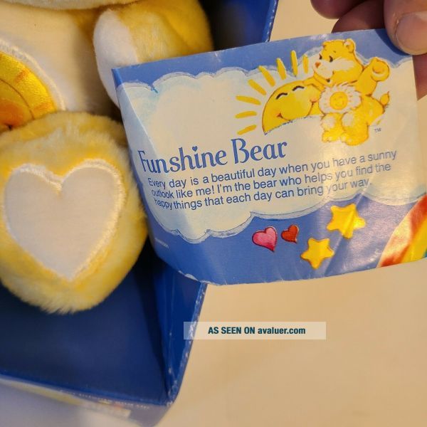 Vintage Kenner 80 ' S Plush Funshine 13 " Care Bear W\ Pamphlet Hang ...