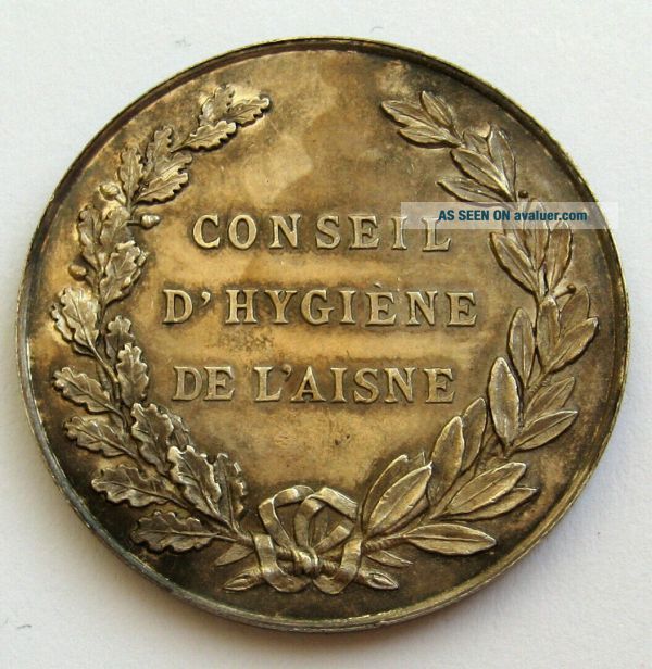 France MARIANNE Silver Art Medal By Roty Hygiene Council Of The Aisne ...