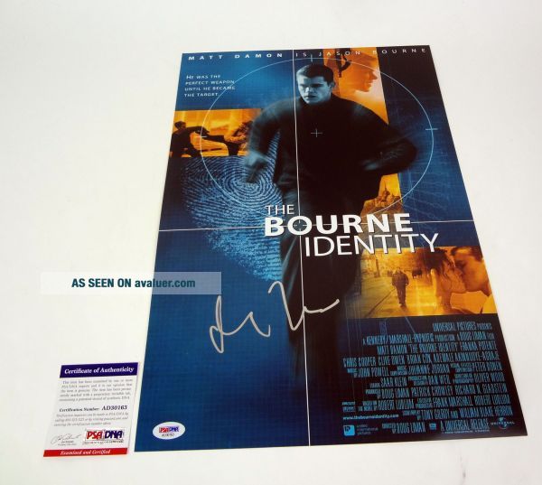 Matt Damon Signed Autograph The Bourne Identity Movie Poster PSA/DNA ...