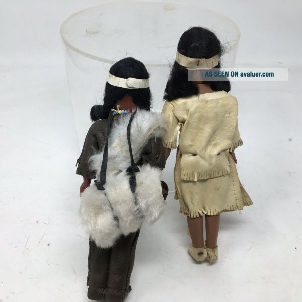 Vintage NATIVE AMERICAN INDIAN DOLLS (3) Souvenir W/Sleepy Eyes 7 1/2 ...