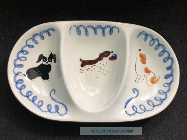 Vintage STANGL POTTERY Kiddieware Divided Dish Bowl PLAYFUL PUPS ...
