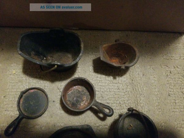 VINTAGE Dollhouse Miniature Cast Iron Pots And Pans, Coal Buckets ...