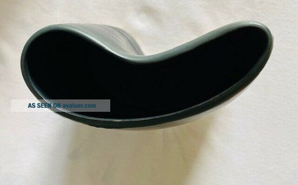 Vtg MCM Amoeba Kidney Shaped Black Ceramic Japanese Ikebana Vase White ...