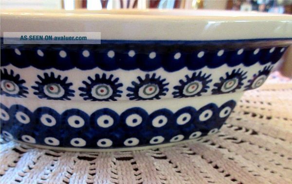 Boleslawiec Polish Pottery Large Heart Shaped Peacock Serving Bowl ...