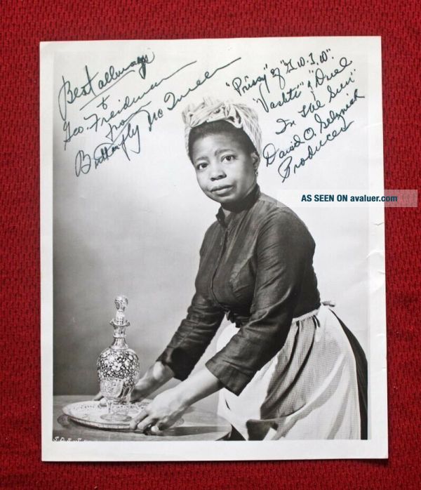 ACTRESS BUTTERFLY McQUEEN GONE WITH THE WIND / DUEL IN THE SUN SIGNED B ...