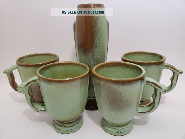 Frankoma Prairie Green Footed Mug Cup Coffee Tea C12 Set Of 4 & 43 ...