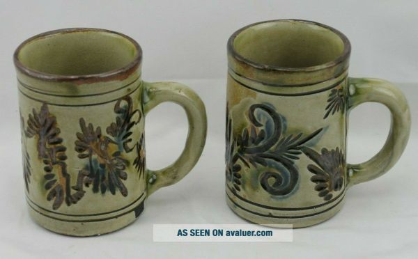 Set 2 Large Studio Pottery Handmade Large Handled Mugs | #35390891