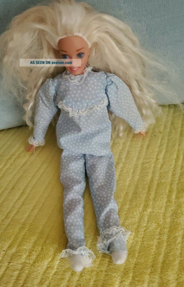 Mattel 1995 Bedtime Barbie - Soft Plush Body With Blue Pajamas, Crimped ...