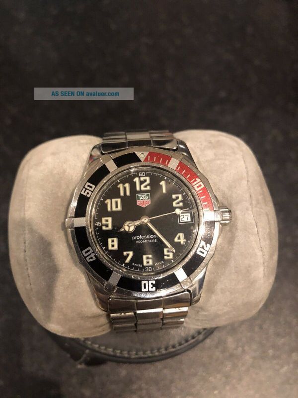 Men’s Tag Heuer 2000 Professional SS Watch WM1112 Sport Black Red Coke ...