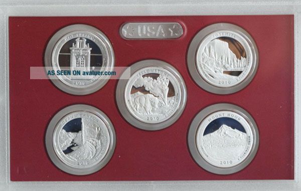 2010 S Annual SILVER 14 Coin Proof Set Box, ATB Park Quarters US Issue ...