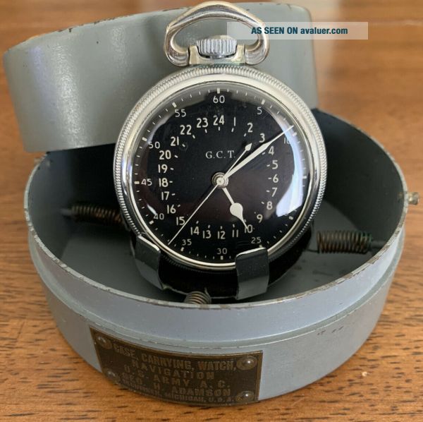 Hamilton 4992B GCT 22j WWII Pocket Watch Air Mans 24 HR Navigation Case ...