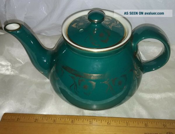 VINTAGE HALL GREEN GOLD TEA POT TEAPOT | #35716868