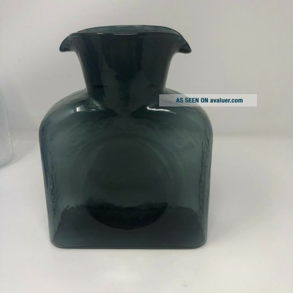Blenko Glass Water Bottle 384 Water Pitcher Carafe Smoke Grey Hand ...
