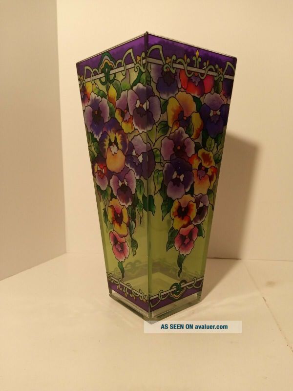 AMIA Studios Vintage Stained Glass Hand Painted Vase | #35590810