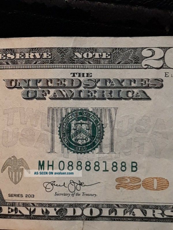 Extremely Rare Fancy Serial Number $20 Bill Repeater | #35797283