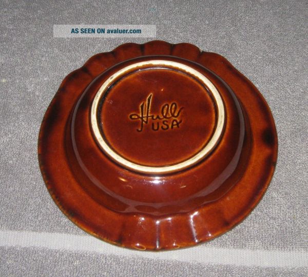 Vintage Hull USA Pottery Ashtray With Deer Brown Drip Glaze 8” Inches ...