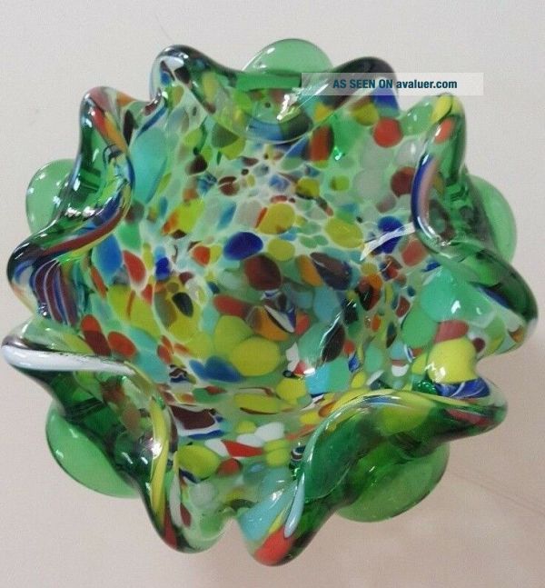 MURANO ITALY MILLEFIORI HANDBLOWN CANDY DISH WITH A RAINBOW OF COLORS ...