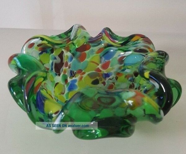 MURANO ITALY MILLEFIORI HANDBLOWN CANDY DISH WITH A RAINBOW OF COLORS ...