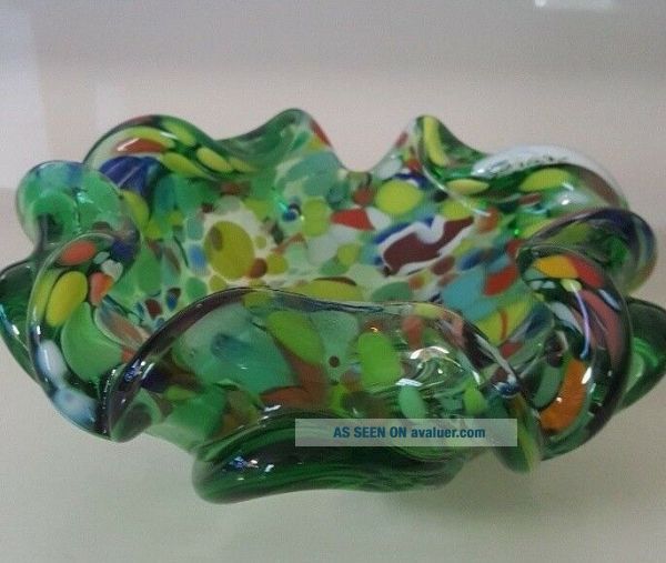MURANO ITALY MILLEFIORI HANDBLOWN CANDY DISH WITH A RAINBOW OF COLORS ...