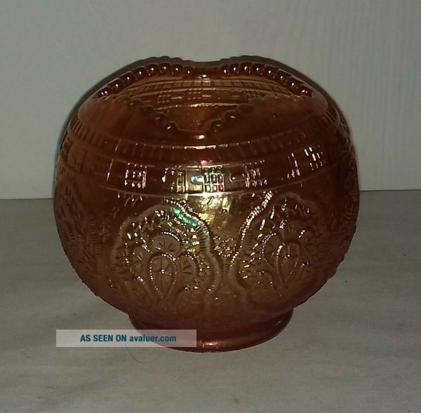 Fenton Persian Medallion Marigold Carnival Glass Rose Bowl W/Square ...