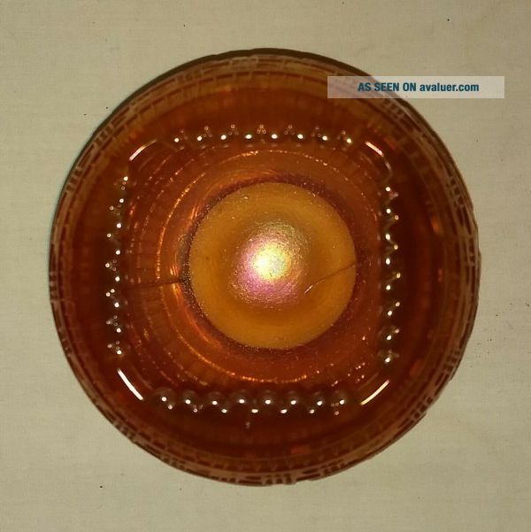 Fenton Persian Medallion Marigold Carnival Glass Rose Bowl W/Square ...