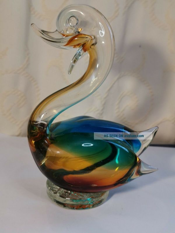 Murano Art Glass Duck Sculpture Hand Blown Glass Bird Statue Blue ...