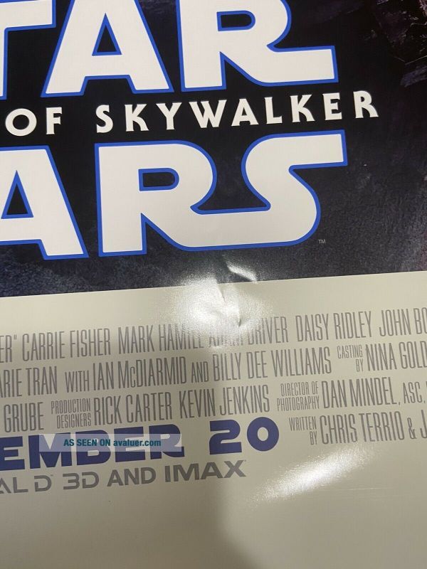 Disney Star Wars The Rise Of Skywalker DS Double Sided Theatrical ...