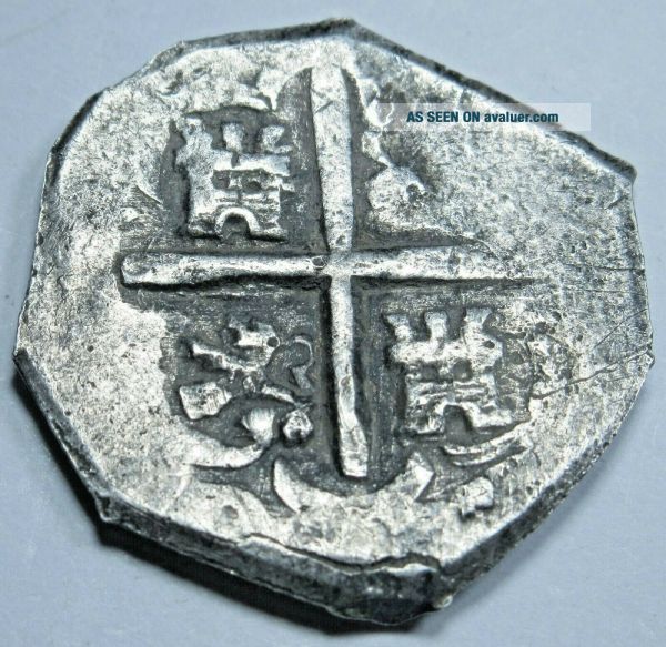 1600 ' S Spanish Silver 1 Reales Piece Of 8 Real Colonial Pirate Cob ...