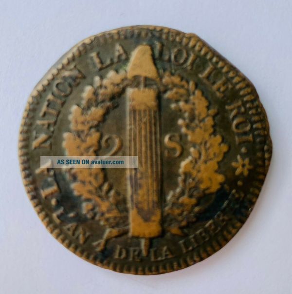 Louis XVI (Revolution) 1792 BB Bronze 2 Sols Coin Francais | #35970158