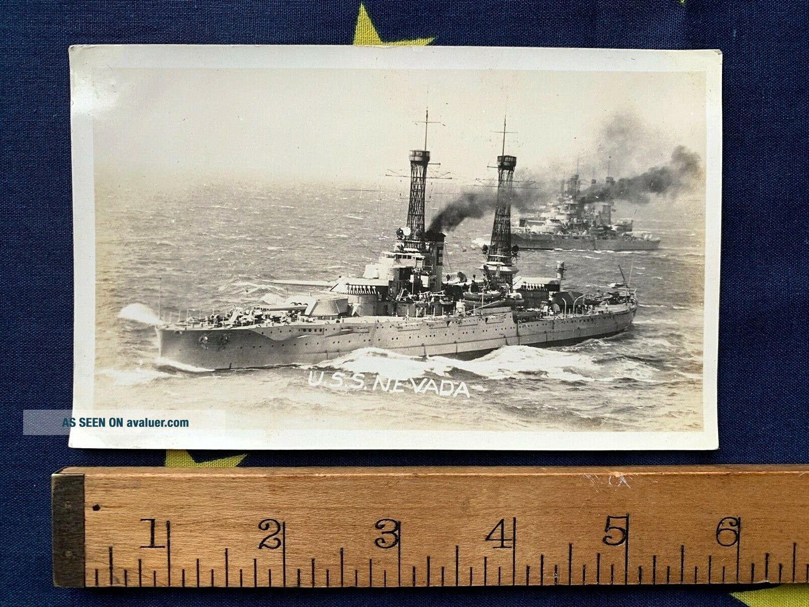 RARE 1924 US NAVY USS NEVADA REAL PHOTO Pearl Harbor Post WW1 Pre WW2 ...