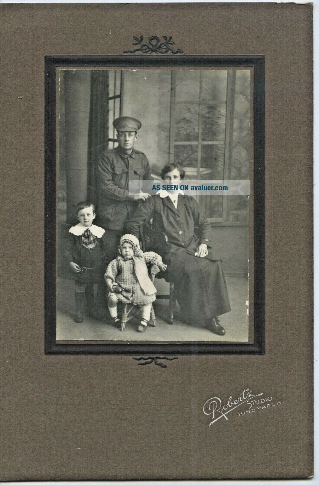 WW1 1915 AIF HINDMARSH STUDIO PHOTO OF SOLDIER PRE EMBARKATION STH AUST ...