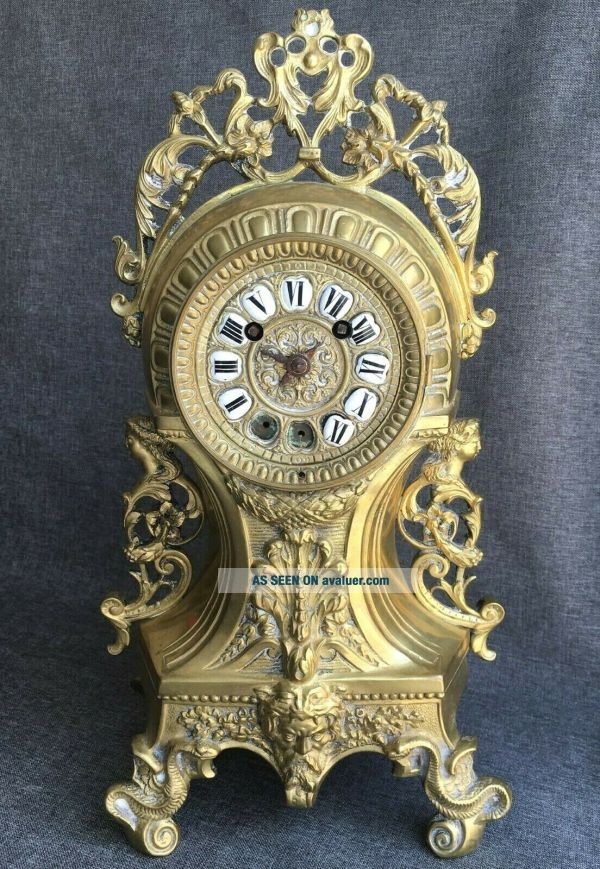 Big Antique French Empire Style Clock 19th Century Bronze Faun ...