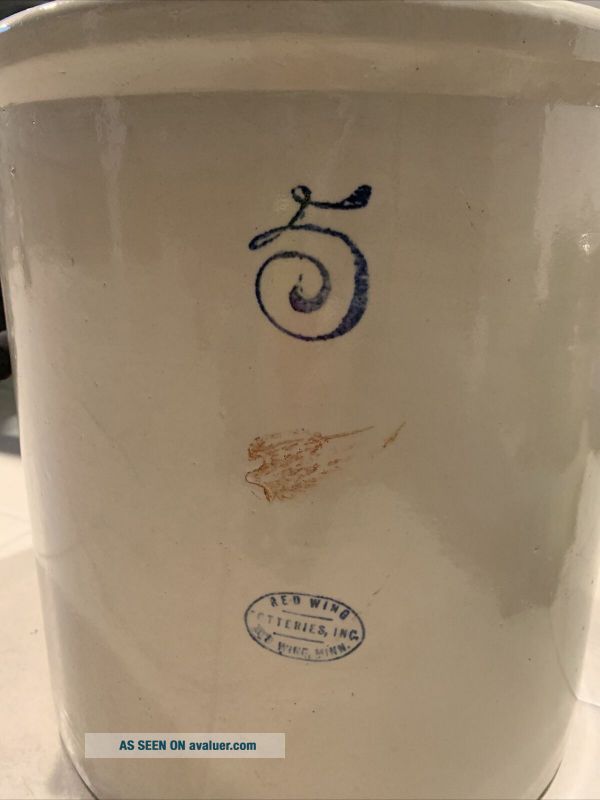 Vintage Red Wing MN Potteries 5 Five Gallon Stoneware Pottery Crock One ...