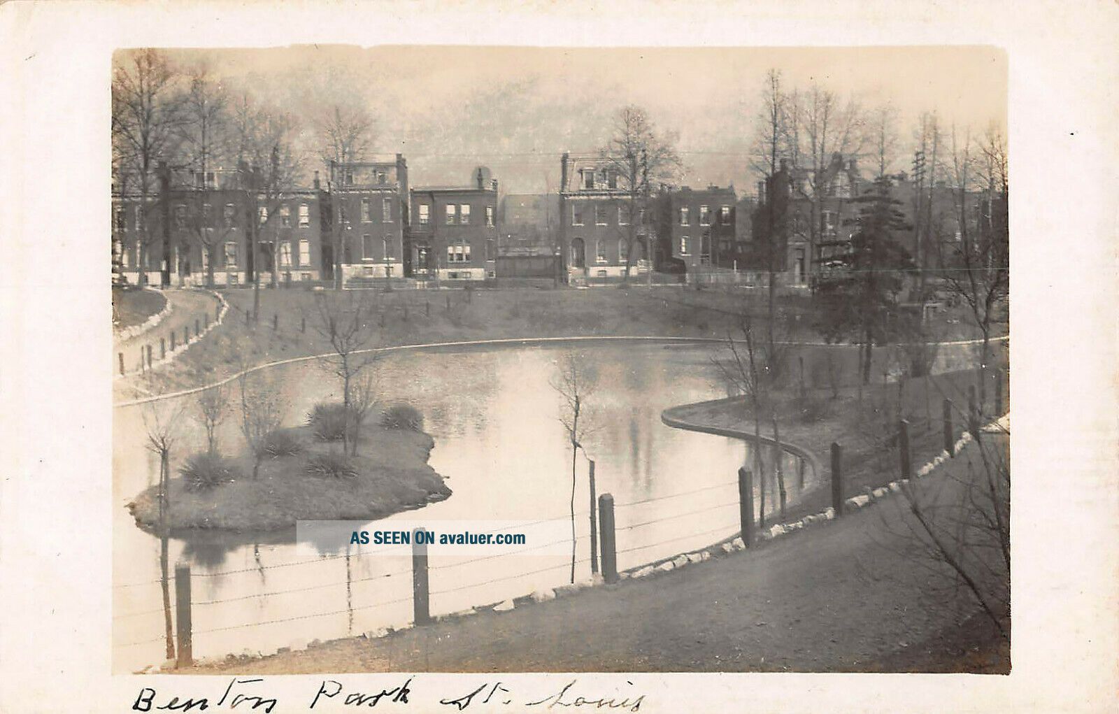 Vintage RPPC Photo Postcard Benton Park St Louis Missouri Lake House ...