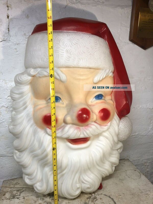 HUGE 36” VTG Christmas Empire Plastic Blow Mold Giant Santa Claus Face ...