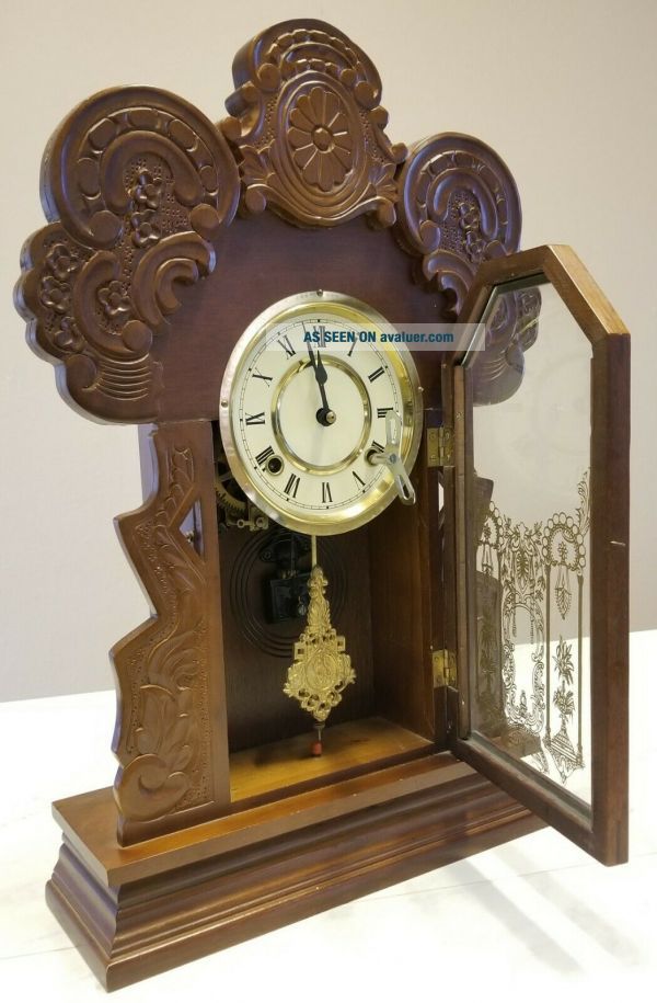 Antique Gingerbread Wall Clock With Pendulum And Key In | #47974220