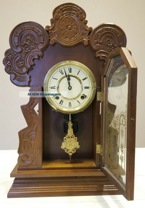 Antique Gingerbread Wall Clock With Pendulum And Key In | #47974220