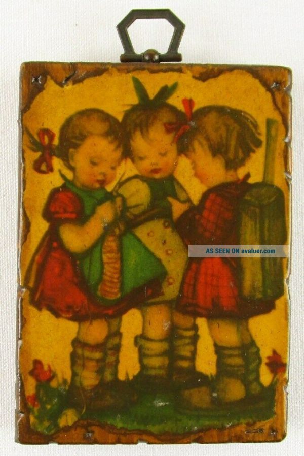Set Of 2 Vintage Decoupage Hummel German Children Wooden Wall Plaques ...