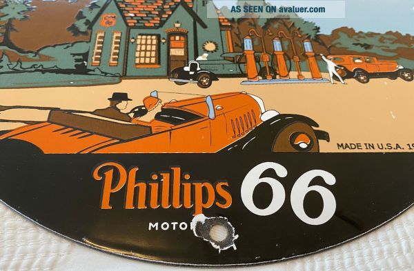 VINTAGE PHILLIPS 66 GASOLINE PORCELAIN SIGN GAS STATION PUMP PLATE ...